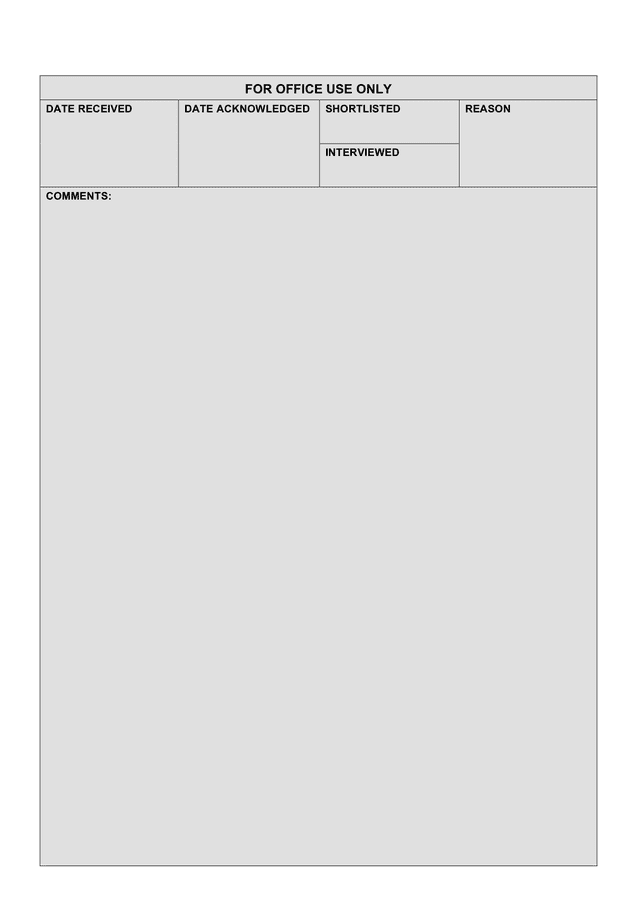 Generic application form in Word and Pdf formats - page 6 of 7