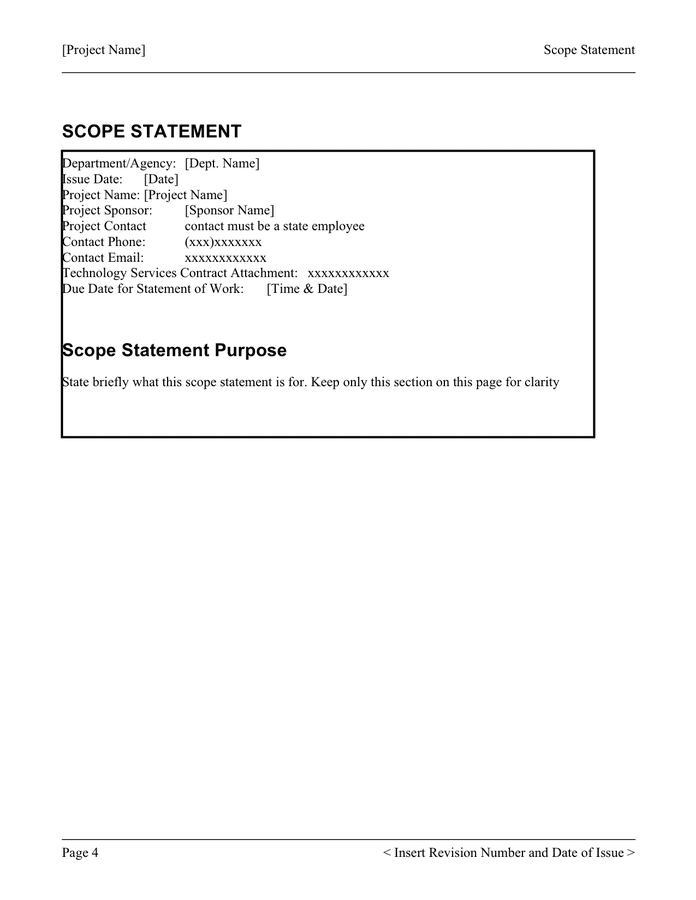 Project scope template in Word and Pdf formats - page 4 of 7
