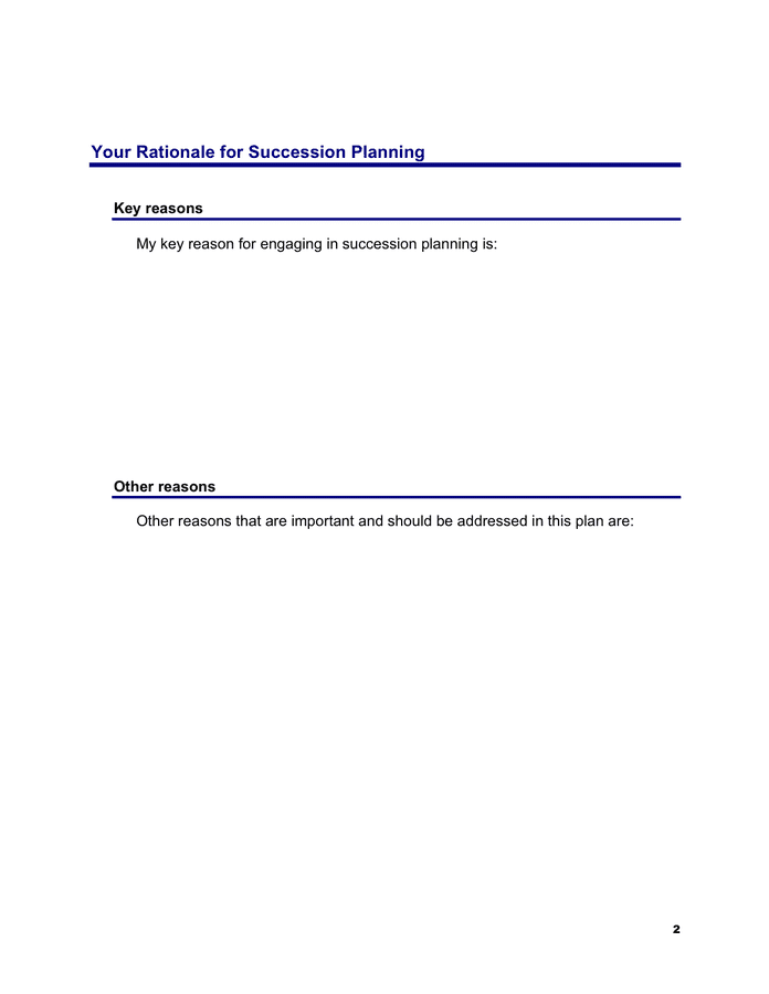 Succession planning template in Word and Pdf formats - page 3 of 9