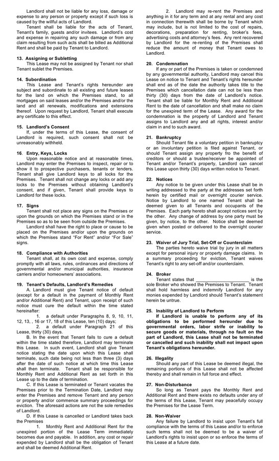 House lease agreement in Word and Pdf formats - page 2 of 3