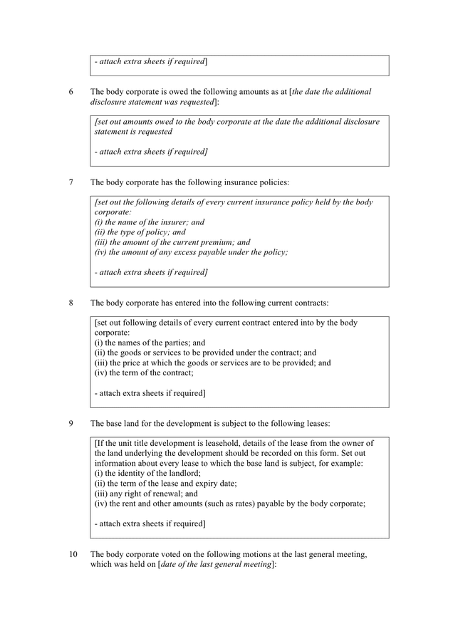 Additional disclosure statement form in Word and Pdf formats - page 2 of 3