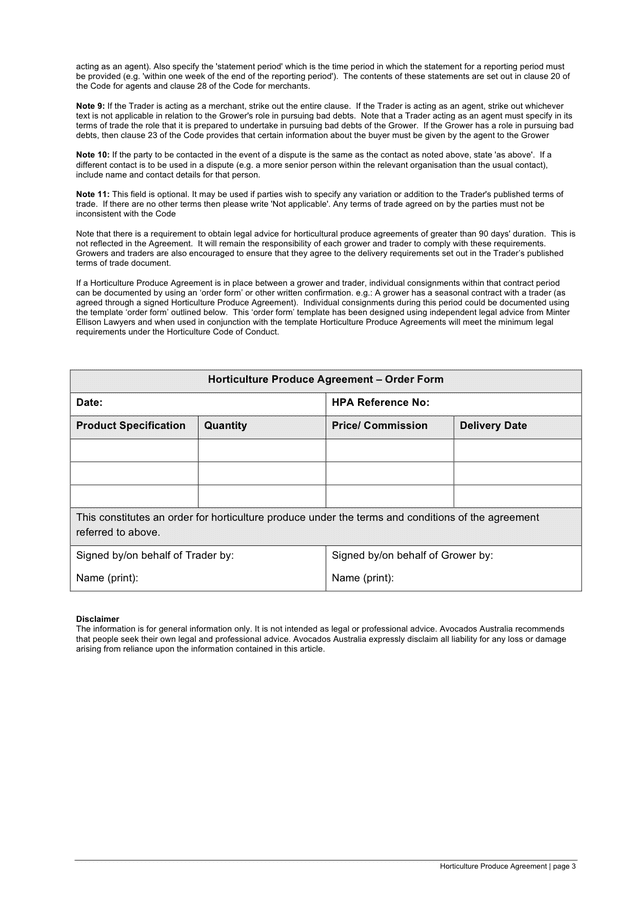 Horticulture produce agreement template in Word and Pdf formats - page ...