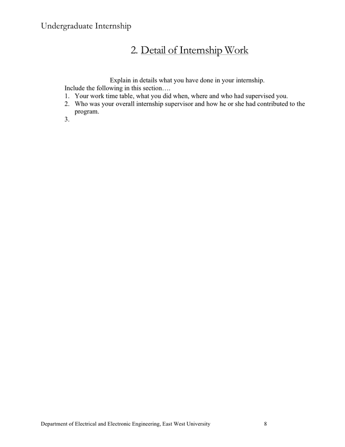 Internship report template in Word and Pdf formats - page 8 of 11