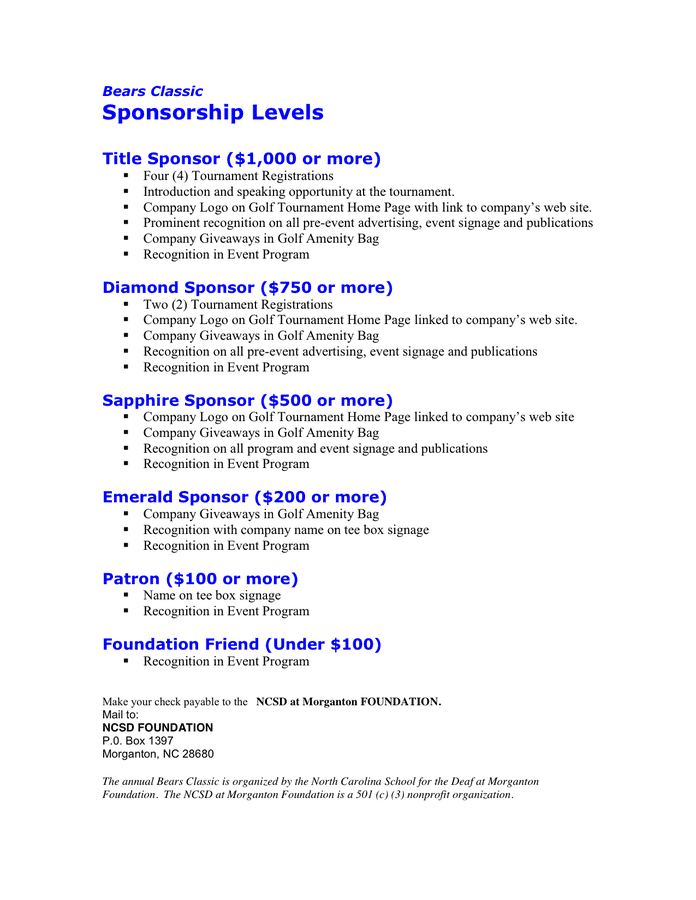 Sponsorship Proposal In Word And Pdf Formats