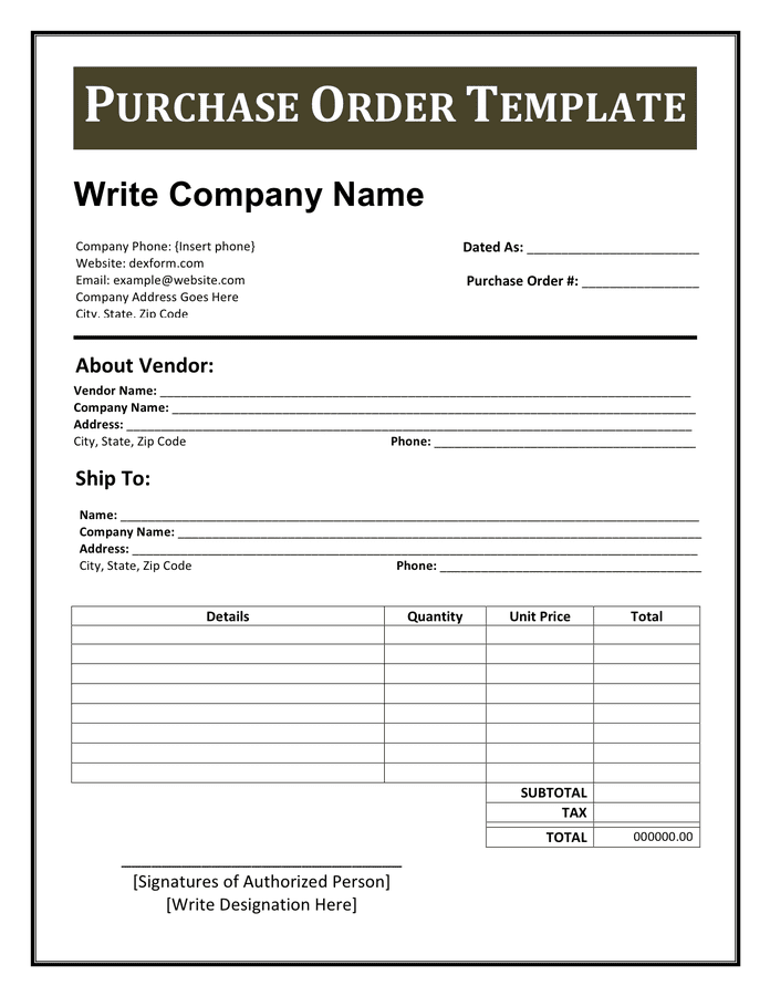 Purchase Order Template Form In Word And Pdf Formats Purchase Order Template Form In Word And Pdf Formats