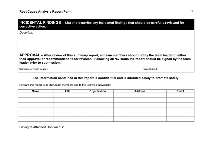 Root cause analysis report form in Word and Pdf formats - page 7 of 7
