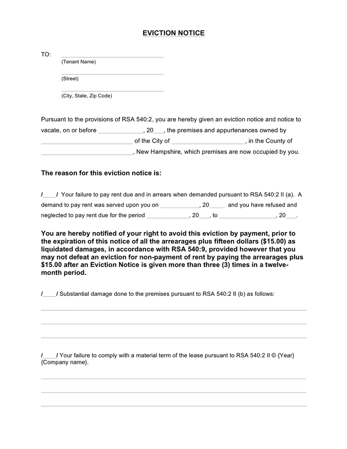 Eviction Notice Template In Word And Pdf Formats