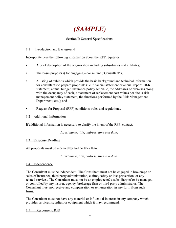 Request for proposal in Word and Pdf formats - page 3 of 14
