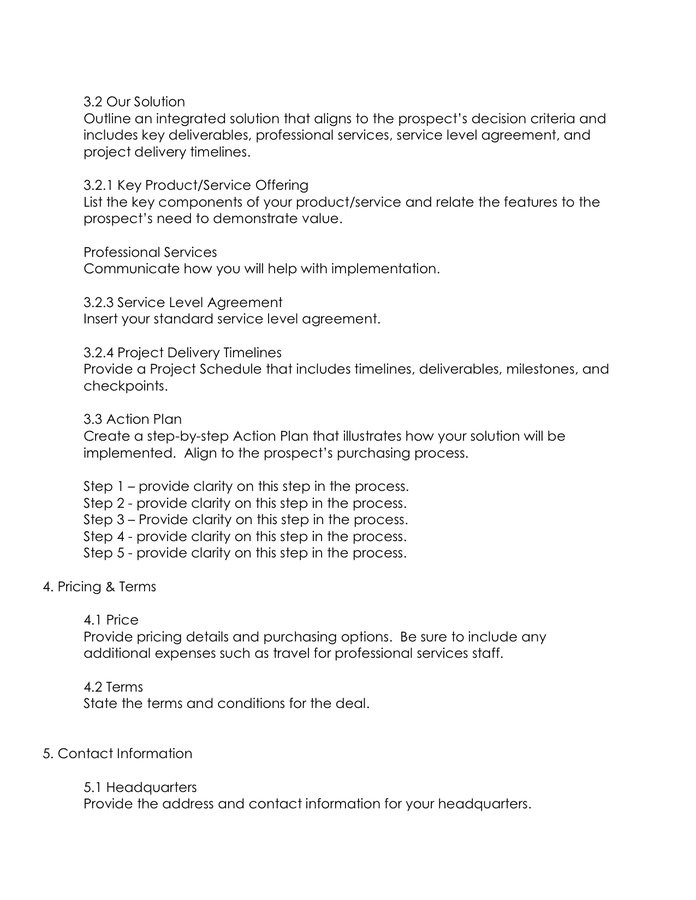 Sales Proposal Template in Word and Pdf formats - page 4 of 5