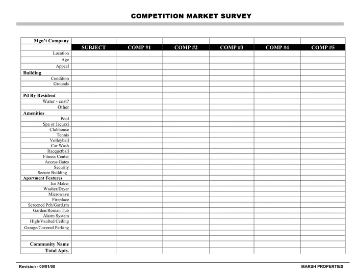 Competition market survey form in Word and Pdf formats - page 2 of 4
