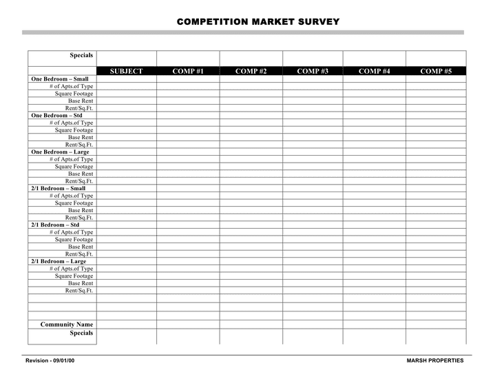 Competition market survey form in Word and Pdf formats - page 3 of 4
