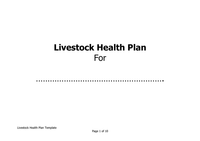Veterinary health plan template in Word and Pdf formats