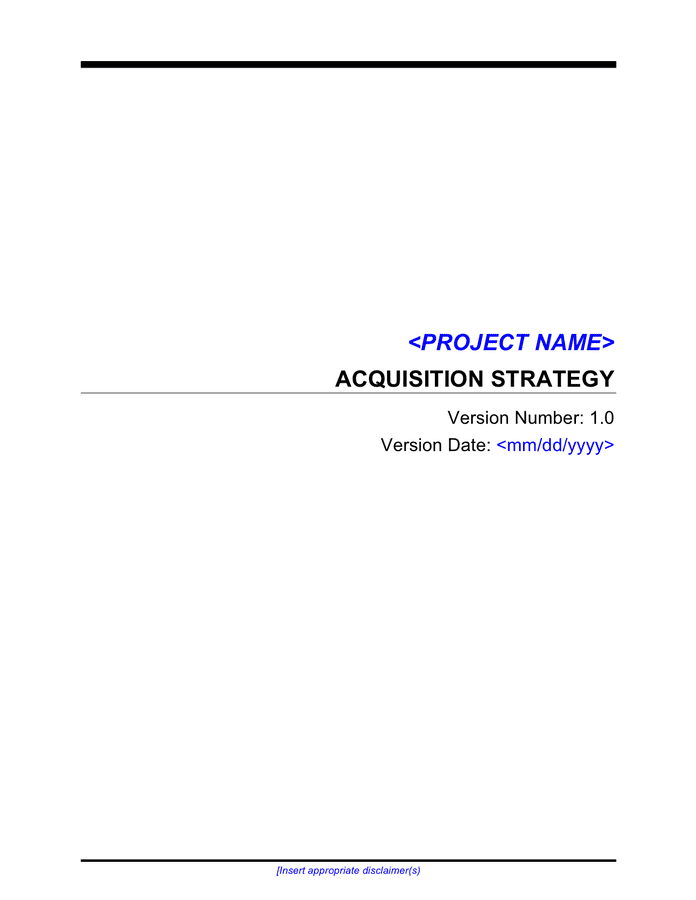 Acquisition strategy template in Word and Pdf formats