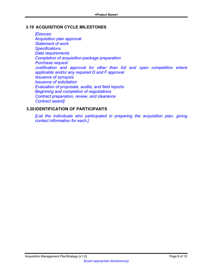 Acquisition strategy template in Word and Pdf formats - page 9 of 12