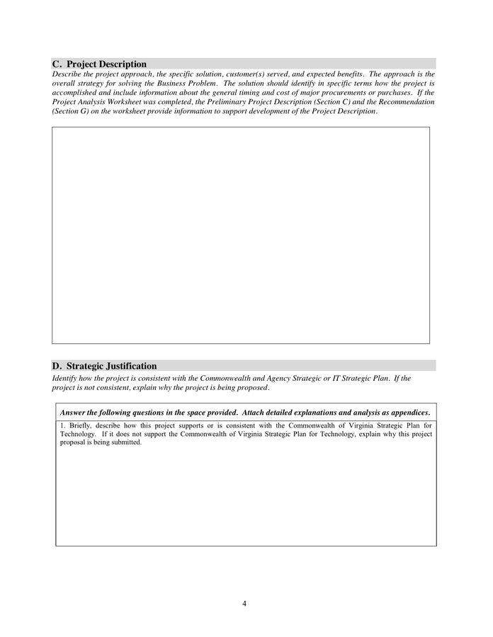 Project Proposal Document Template in Word and Pdf formats - page 4 of 10