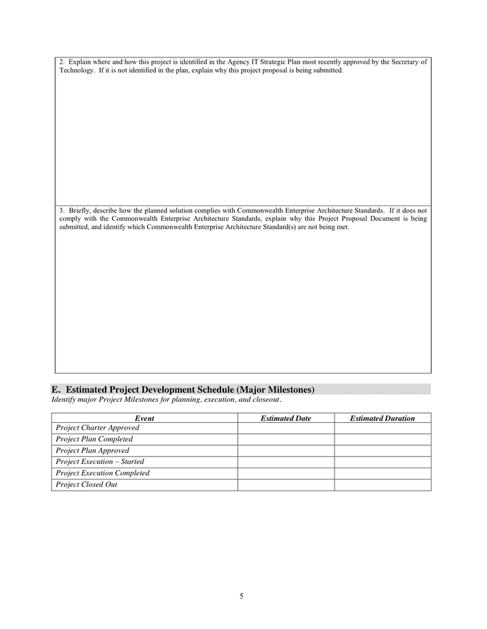 Project Proposal Document Template in Word and Pdf formats - page 5 of 10