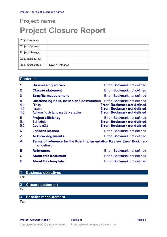 Project Closure Report In Word And Pdf Formats