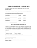 employee immunization exemption form