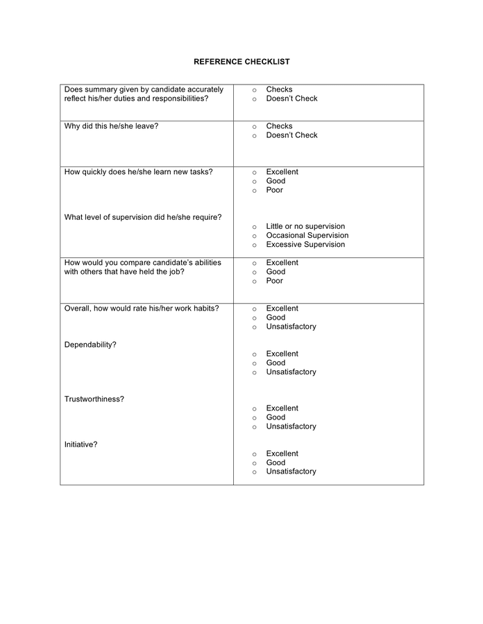 Reference check template in Word and Pdf formats - page 2 of 4