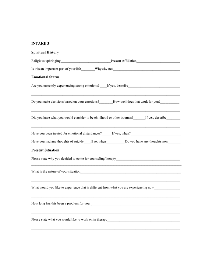 Counseling intake form in Word and Pdf formats - page 3 of 4