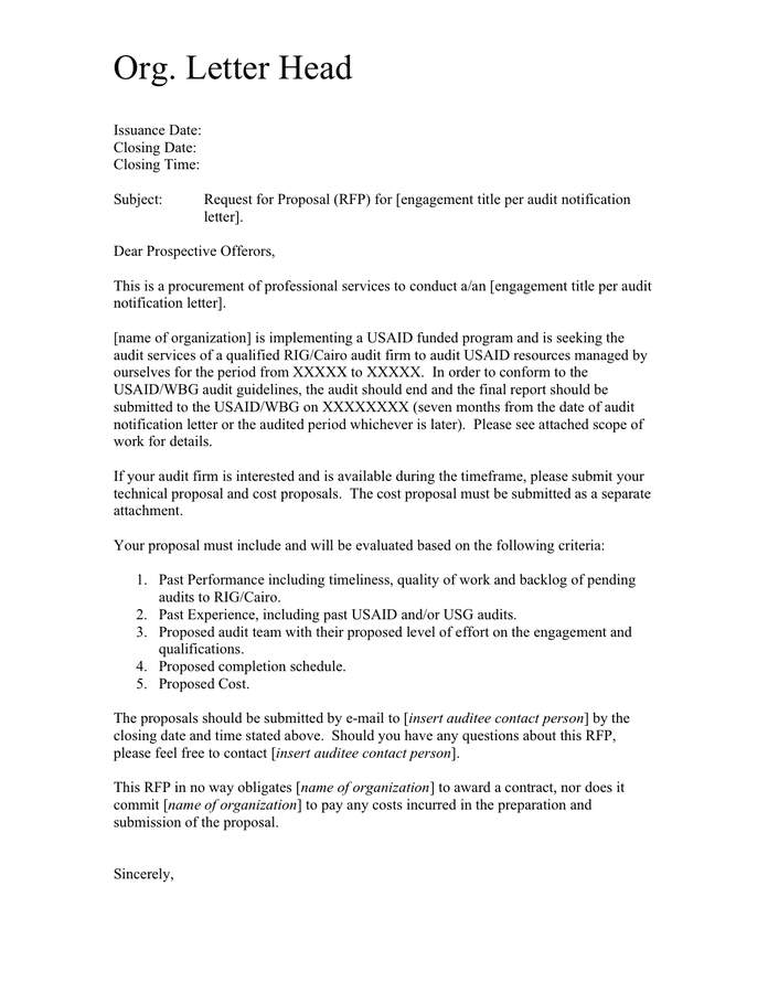 Rfp Award Email Sample