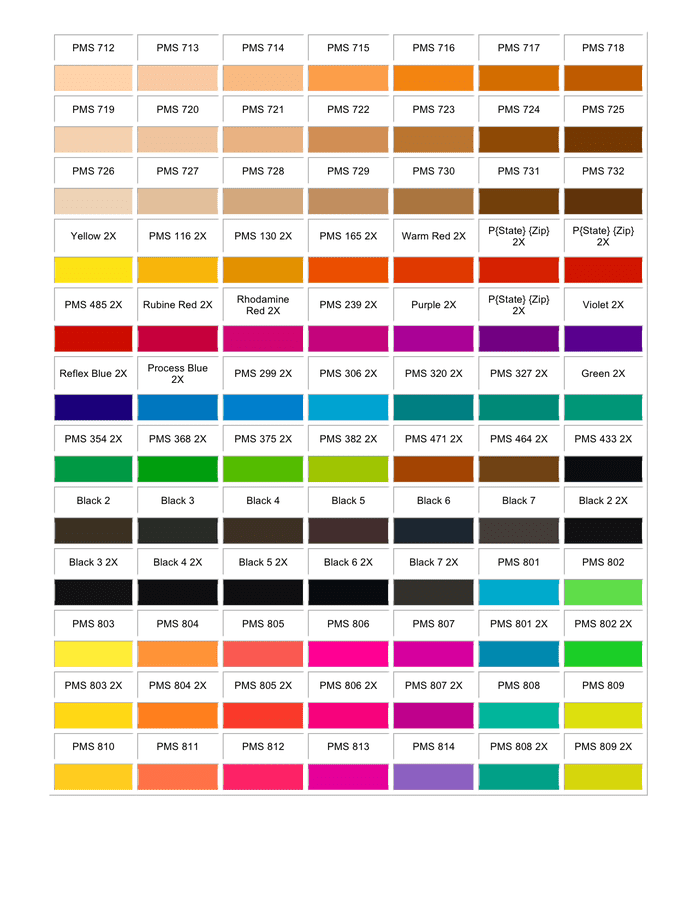 Pms color chart in Word and Pdf formats - page 11 of 11