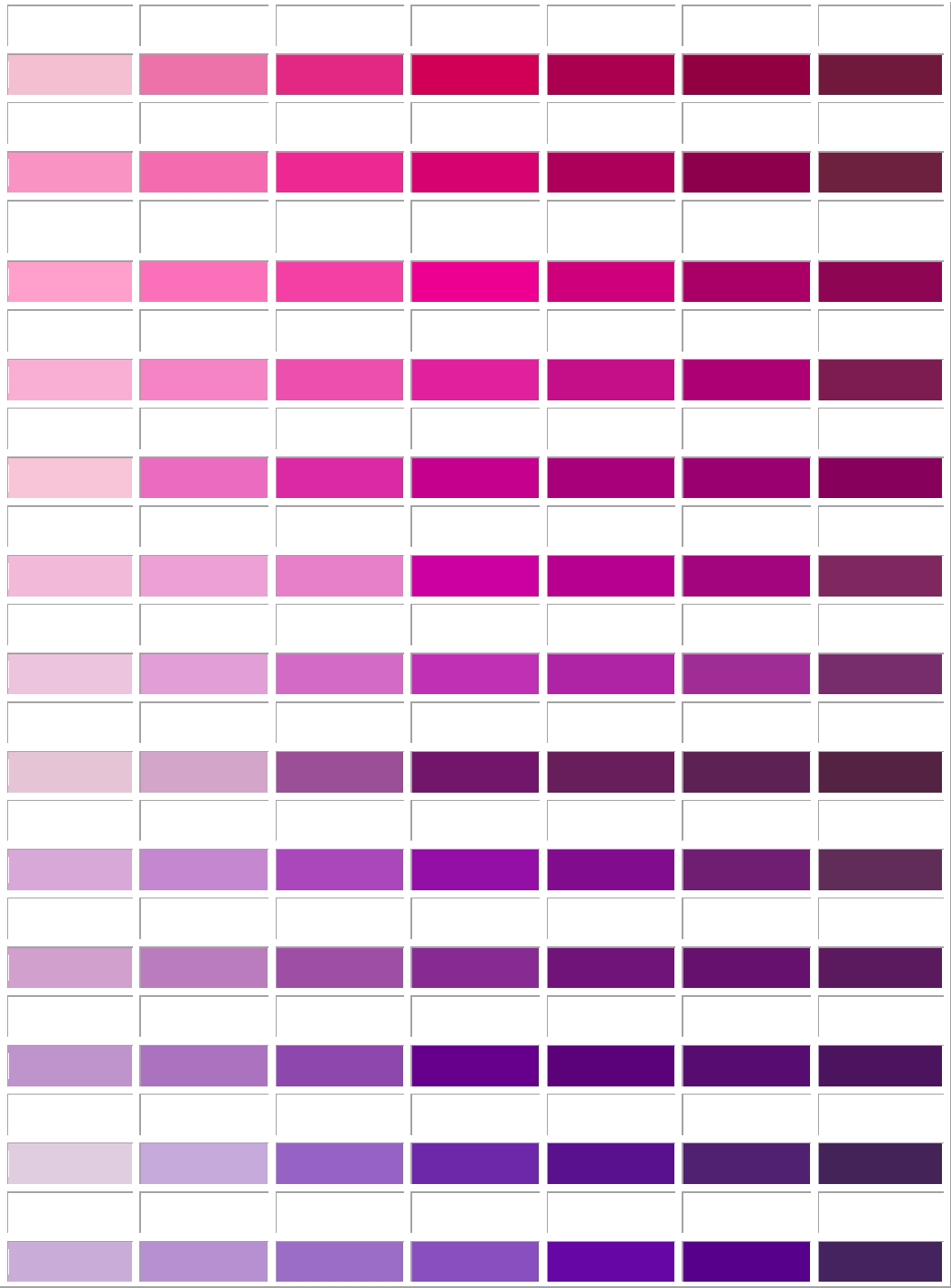 PMS Color Numbers Chart
