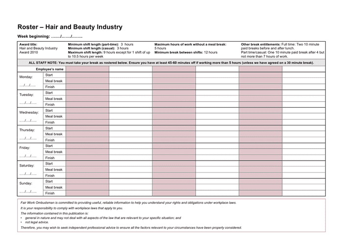 Roster Template - download free documents for PDF, Word and Excel