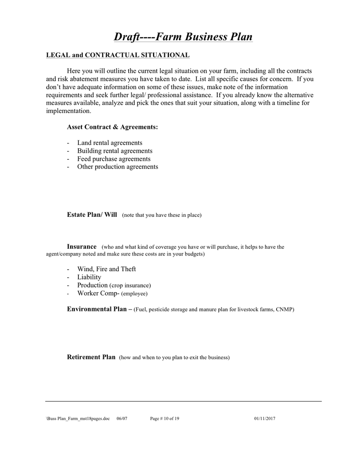 Farm business plan in Word and Pdf formats - page 10 of 19