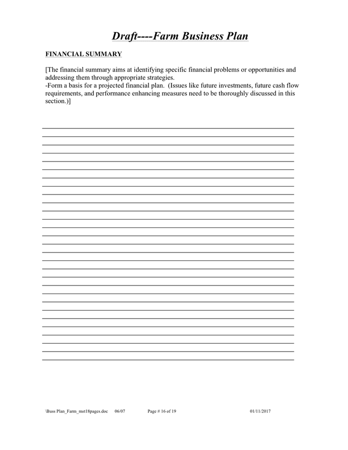 Farm business plan in Word and Pdf formats - page 16 of 19