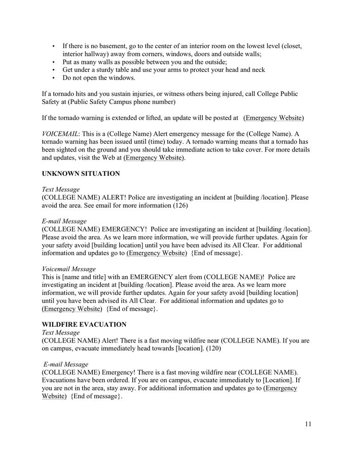 Emergency notification scripts samples in Word and Pdf formats - page ...