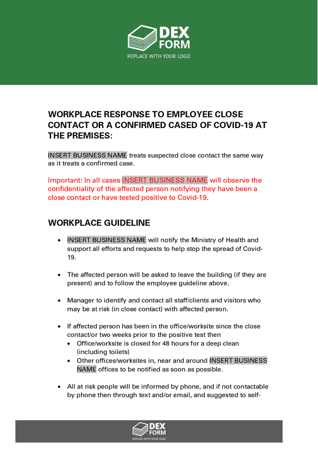 Covid-19 response plan template in Word and Pdf formats - page 3 of 7