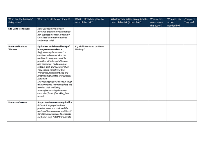COVID-19 Risk Assessment Template for Workplaces in Word and Pdf ...