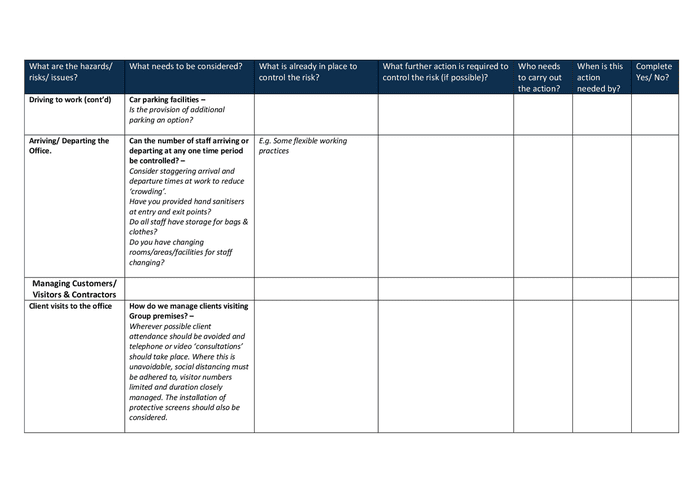 COVID-19 Risk Assessment Template for Workplaces in Word and Pdf ...