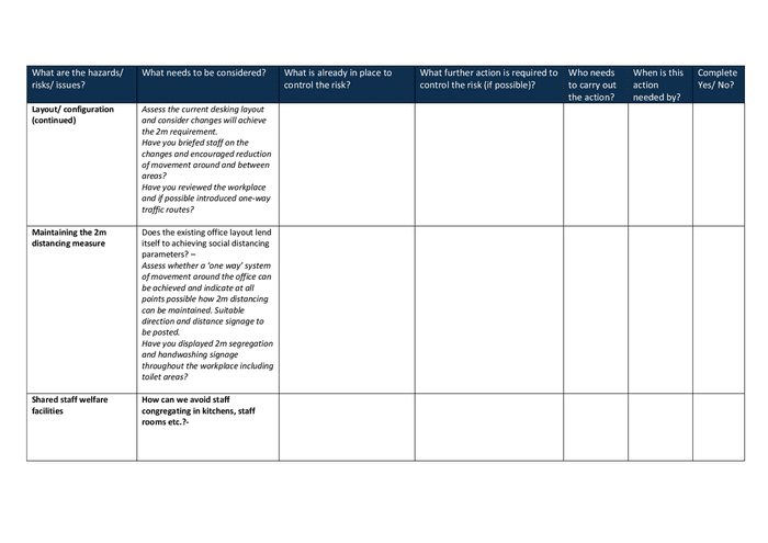 COVID-19 Risk Assessment Template for Workplaces in Word and Pdf ...