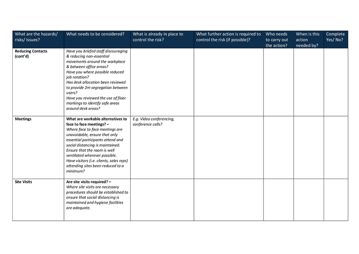 COVID-19 Risk Assessment Template for Workplaces in Word and Pdf ...