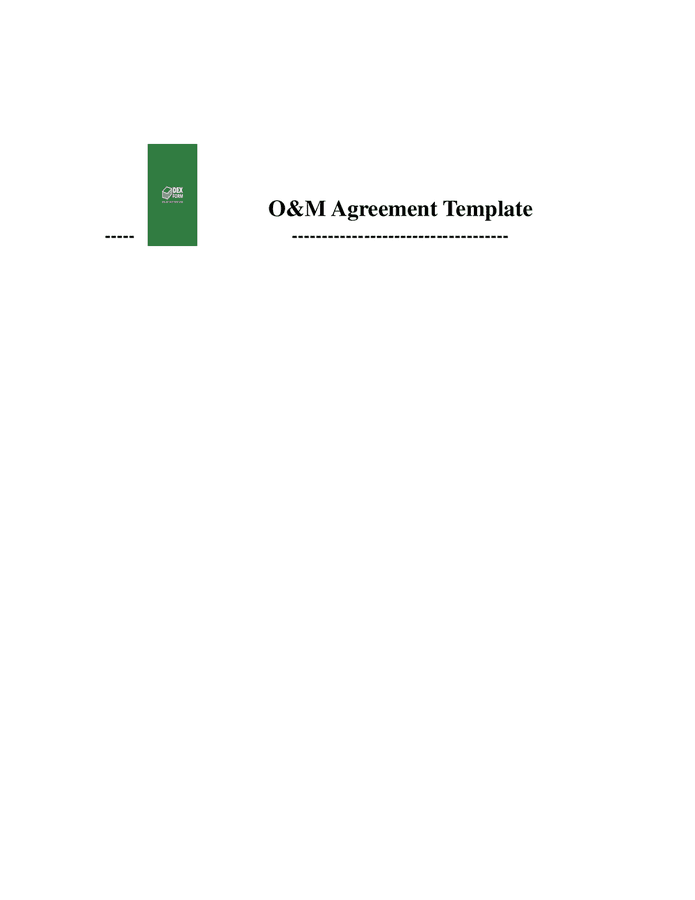 Operation and maintenance agreement template in Word and Pdf formats