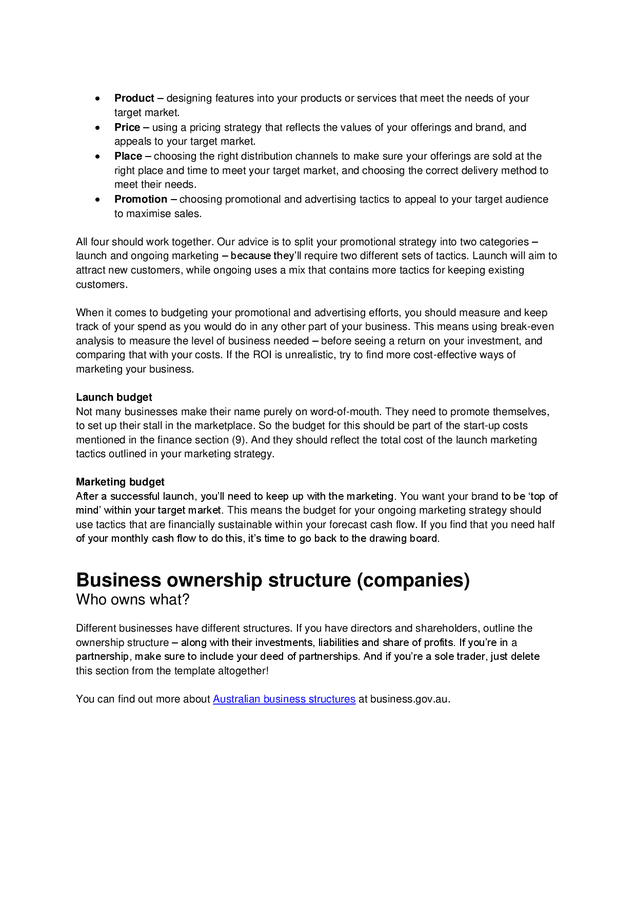 Business plan template in Word and Pdf formats - page 28 of 29