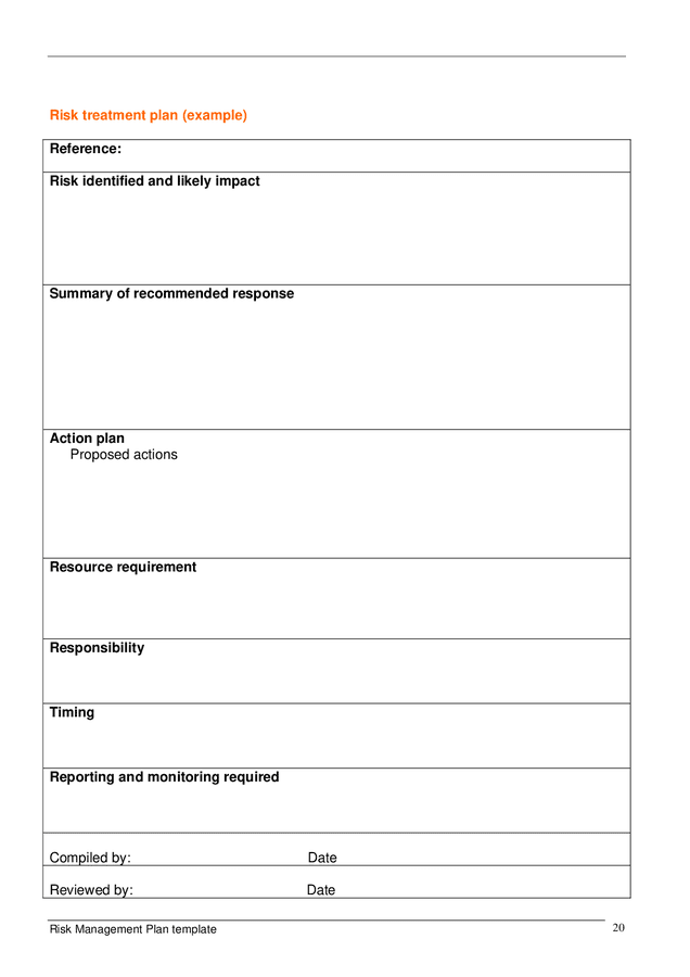 Risk management plan template in Word and Pdf formats - page 20 of 22