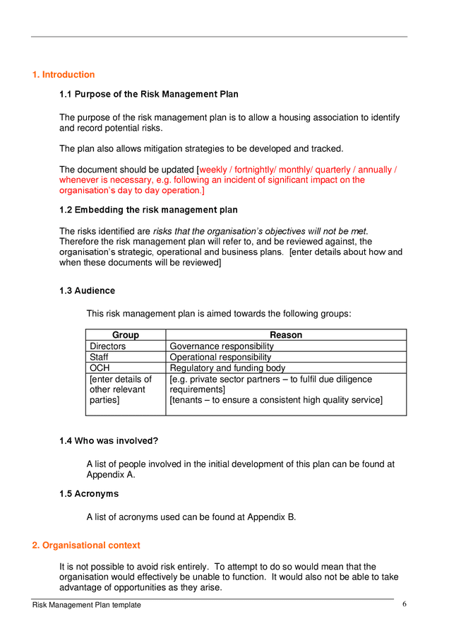 Risk management plan template in Word and Pdf formats - page 6 of 22