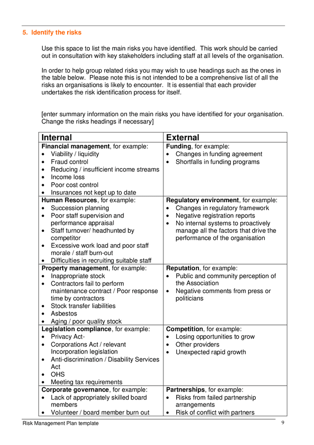 Risk management plan template in Word and Pdf formats - page 9 of 22