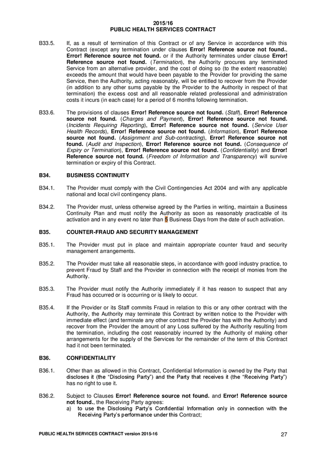 Public health services contract template in Word and Pdf formats - page ...