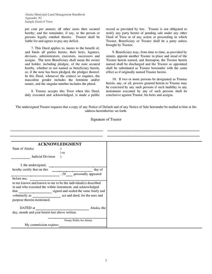 Deed of trust template (Alaska) in Word and Pdf formats - page 3 of 4