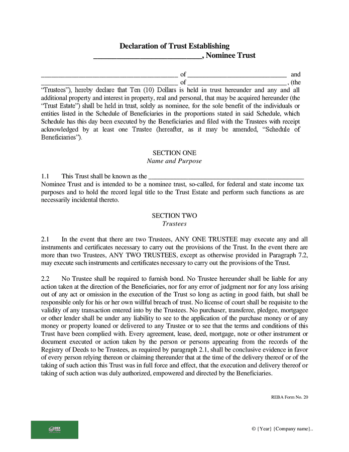 Living Trust Form - download free documents for PDF, Word and Excel