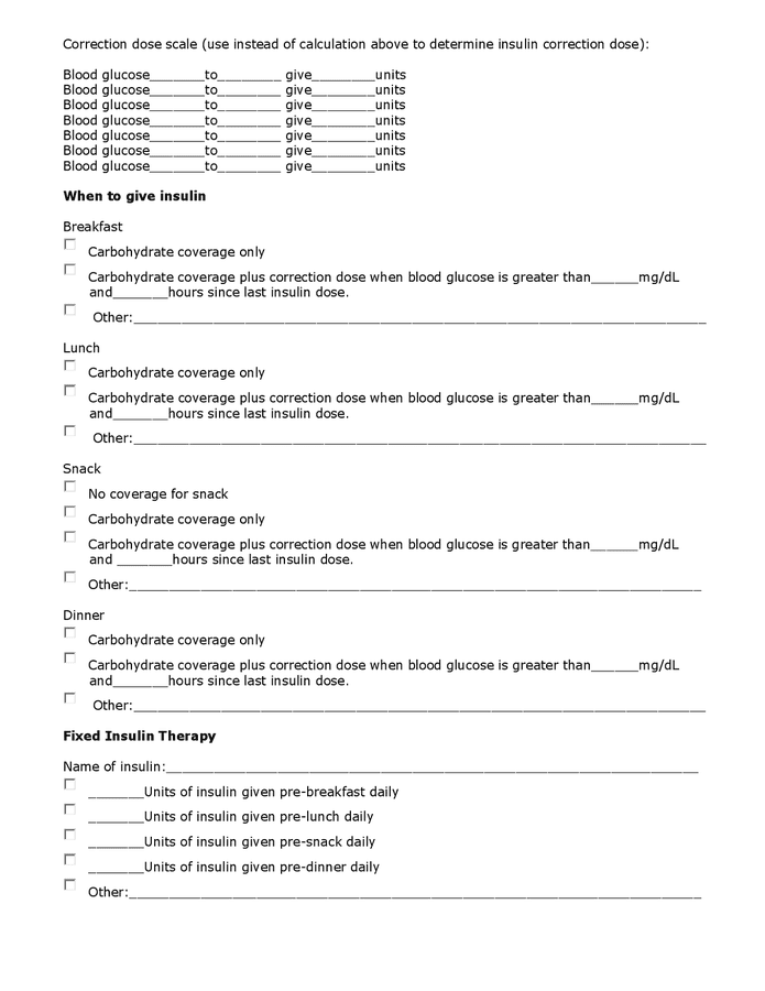 Diabetes medical management plan in Word and Pdf formats - page 4 of 7