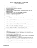 personal protective equipment ppe safety checklist