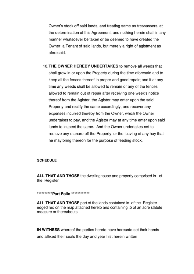 Agistment agreement template in Word and Pdf formats - page 3 of 6