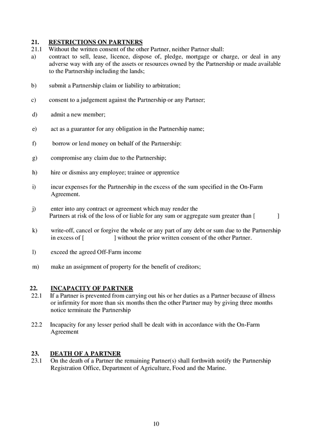 Farm partnership agreement sample in Word and Pdf formats - page 11 of 34