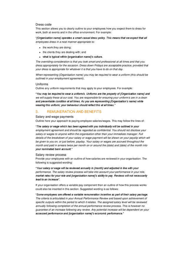 Employee handbook template in Word and Pdf formats - page 4 of 18