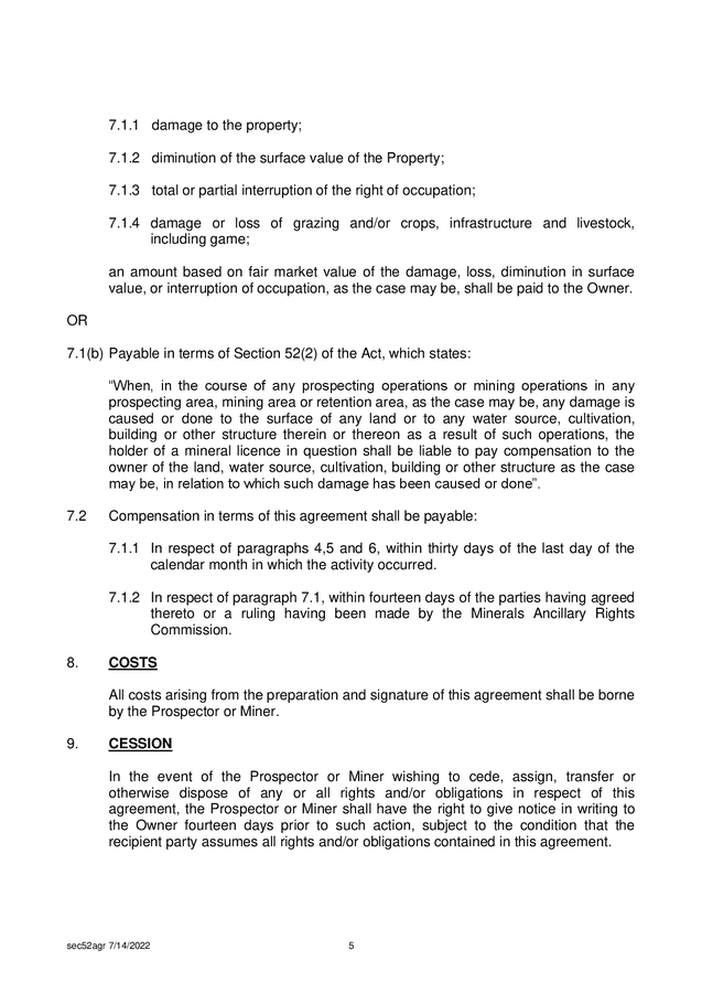 Memorandum of agreement for prospecting or mining activities (Namibia ... Memorandum of agreement for prospecting or mining activities (Namibia ...
